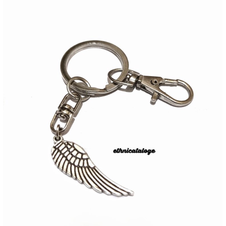 Jual ganci / gantungan kunci kait besi silver liontin sayap / gantungan ...