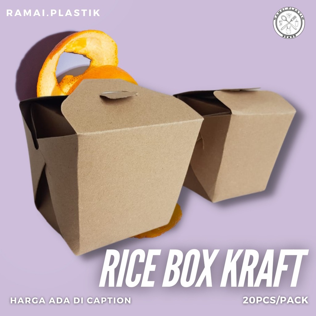 Jual RICE BOX KRAFT / FOODPAIL ISI 20 lembar/ FOOD PAIL BOX / KEMASAN ...