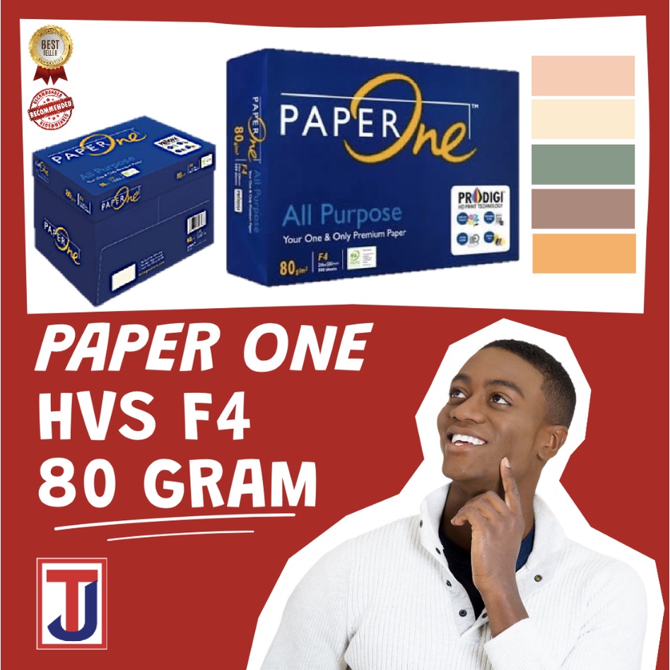 Jual KERTAS HVS / KERTAS FOTOKOPI 80 GRAM GSM / 75 GRAM PAPERONE PAPER ONE UKURAN F4 / A4 1 RIM ...