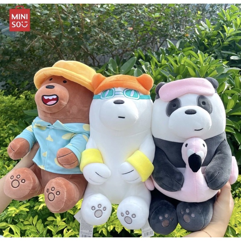 Jual BONEKA MINISO SITTING PLUSH TOY WE BARE BEARS VACATION HOODIE ...