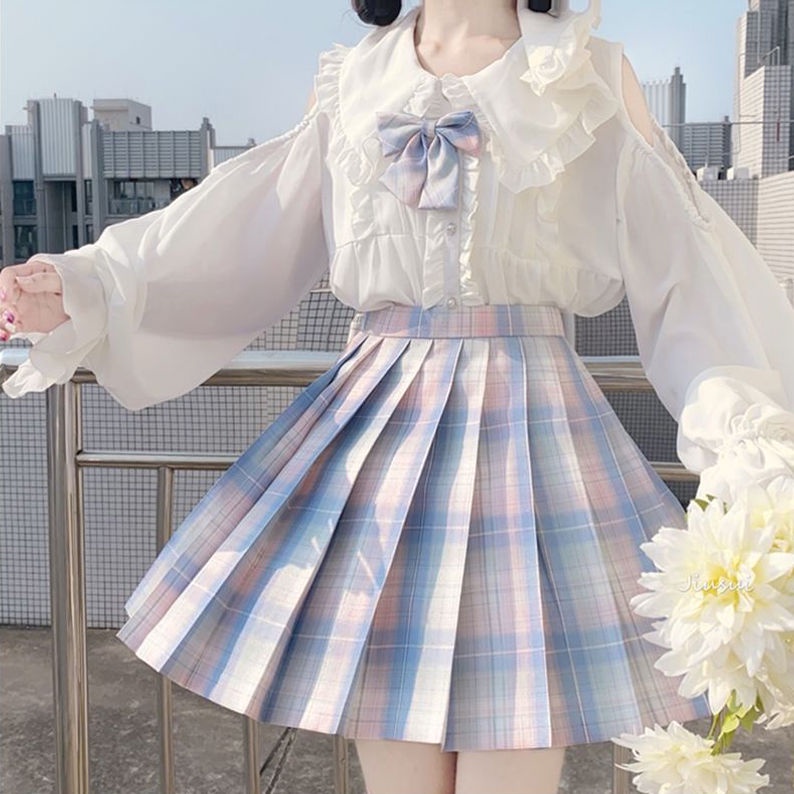 Jual Jingqi [qingluan] JK uniform genuine original JK grid skirt ...