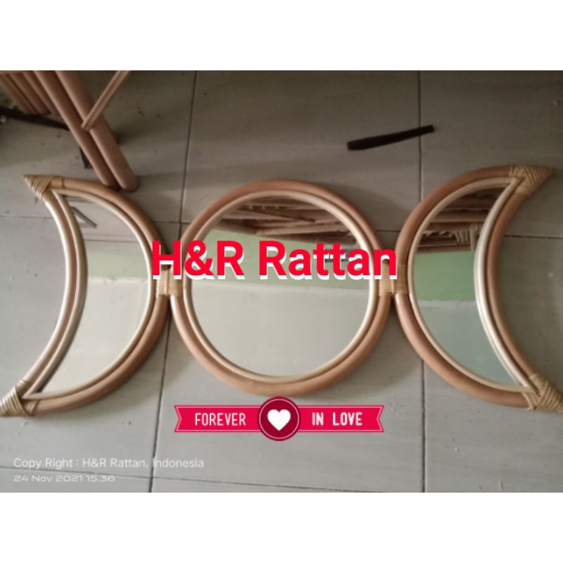 Jual Cermin Hiasan Dinding Rotan Aesthetic/Phases of Moon Mirror | Shopee Indonesia