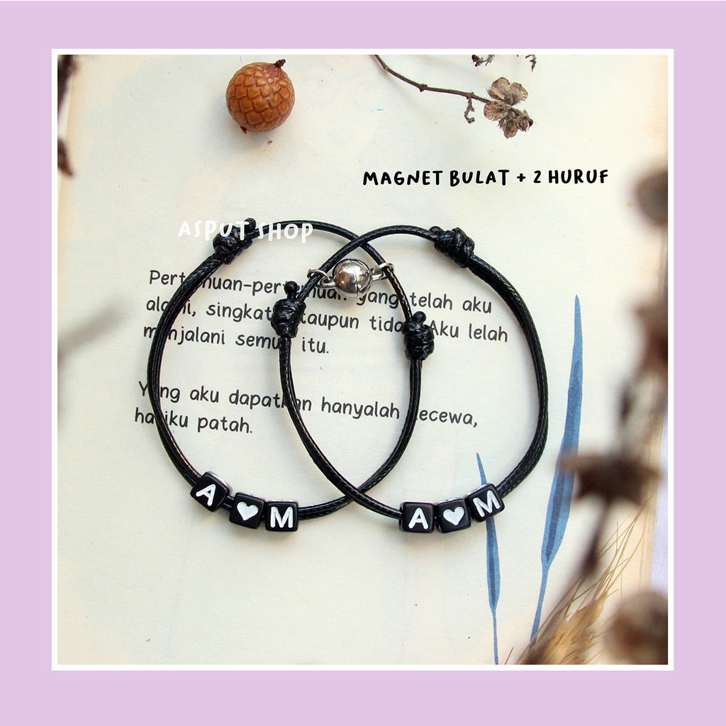 Jual (DAPAT 2) GELANG COUPLE MAGNET INISIAL HURUF /GELANG KAPEL ...