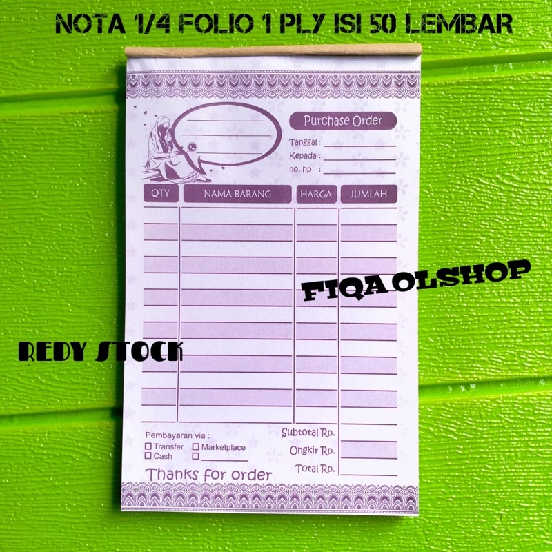 Jual NOTA OLSHOP 1/4 FOLIO 1 PLY | NOTA ONLINE SHOP | Shopee Indonesia