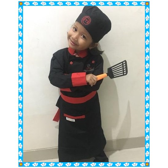 Jual Kostum profesi Master chef indonesia warna hitam komplit aksesoris ...