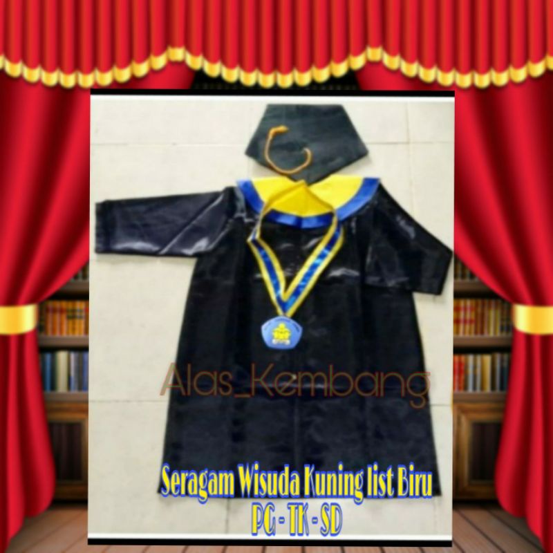 Jual Baju Toga Seragam Wisuda Anak PAUD, TK & SD (Kuning list Biru ...
