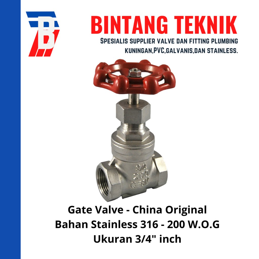 Jual Gate Valve Stainless (SUS) 316 3/4" inch - China | Shopee Indonesia