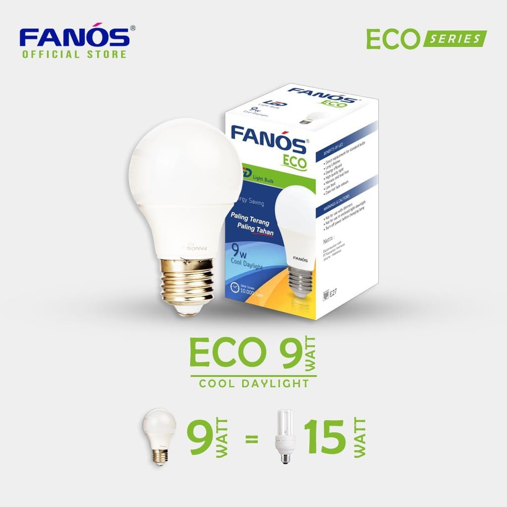 Jual Lampu Led Fanos seri Eco 9 watt bergaransi 1 Tahun | Shopee Indonesia