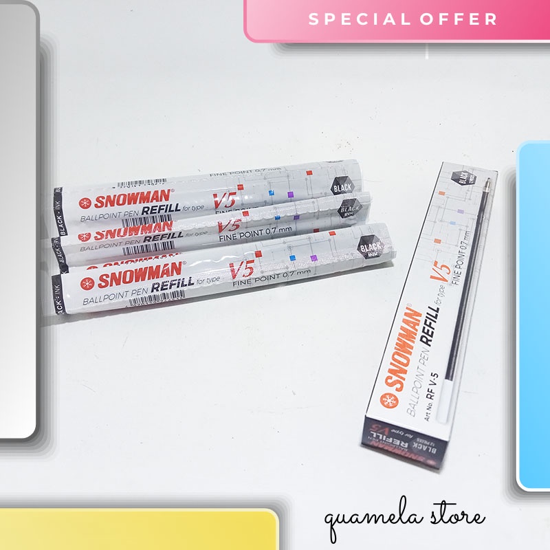 Jual Refill Isi Tinta Pulpen Bolpen Bolpoin Ball Point Snowman V5 Hitam ...