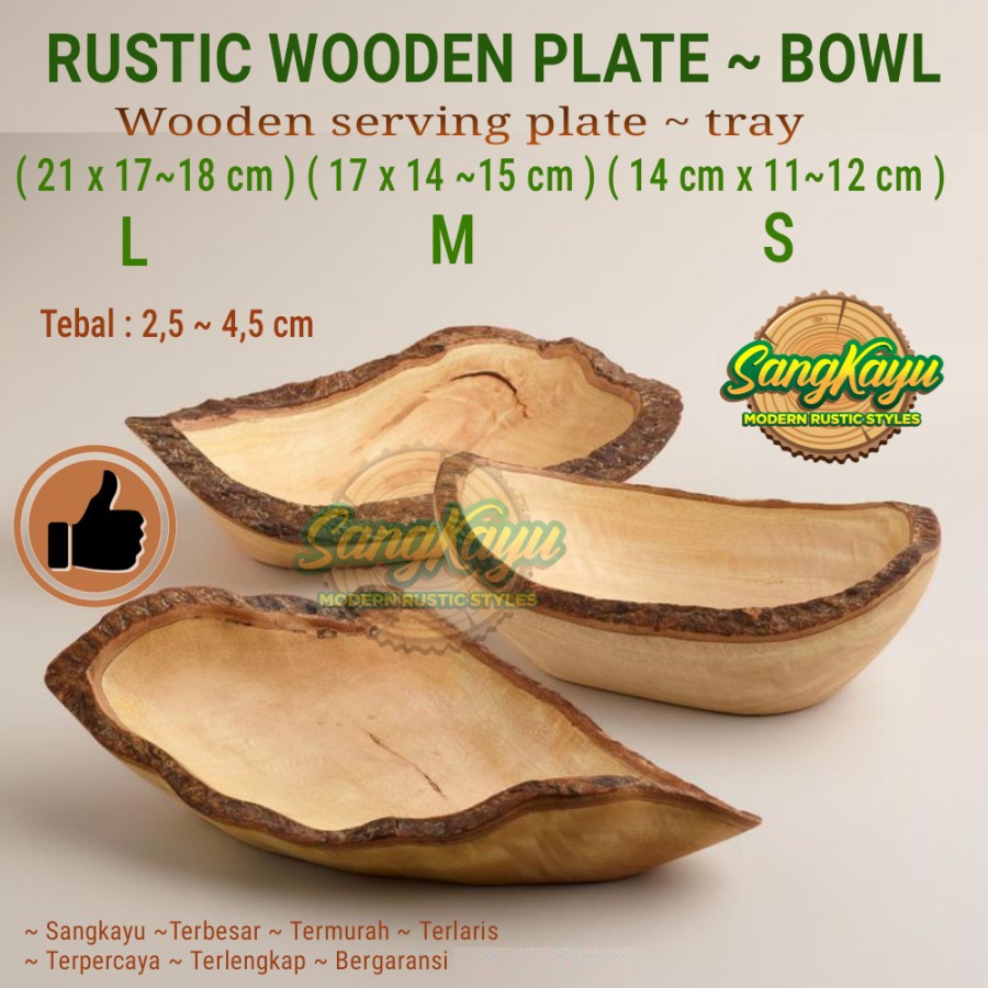 Jual SangKayu Piring Mangkok Mangkuk Kayu Wooden Plate Bowl Nampan Saji ...