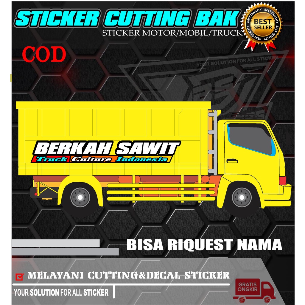 Jual Sticker cutting bak truck/ stiker nama bak truck dump.elf.canter ...