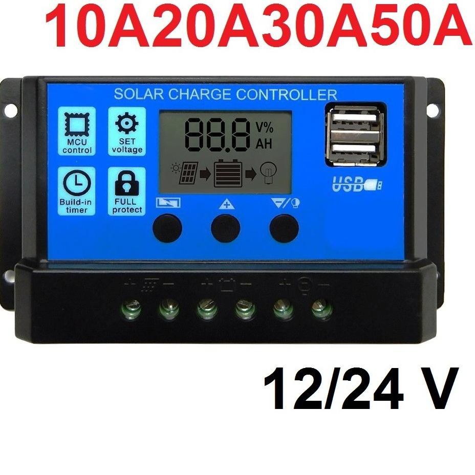 Jual JHJ Solar Charge Controller LCD LED Display Solar cell PWM 12V/24V 10A 20A 30A USB Panel ...
