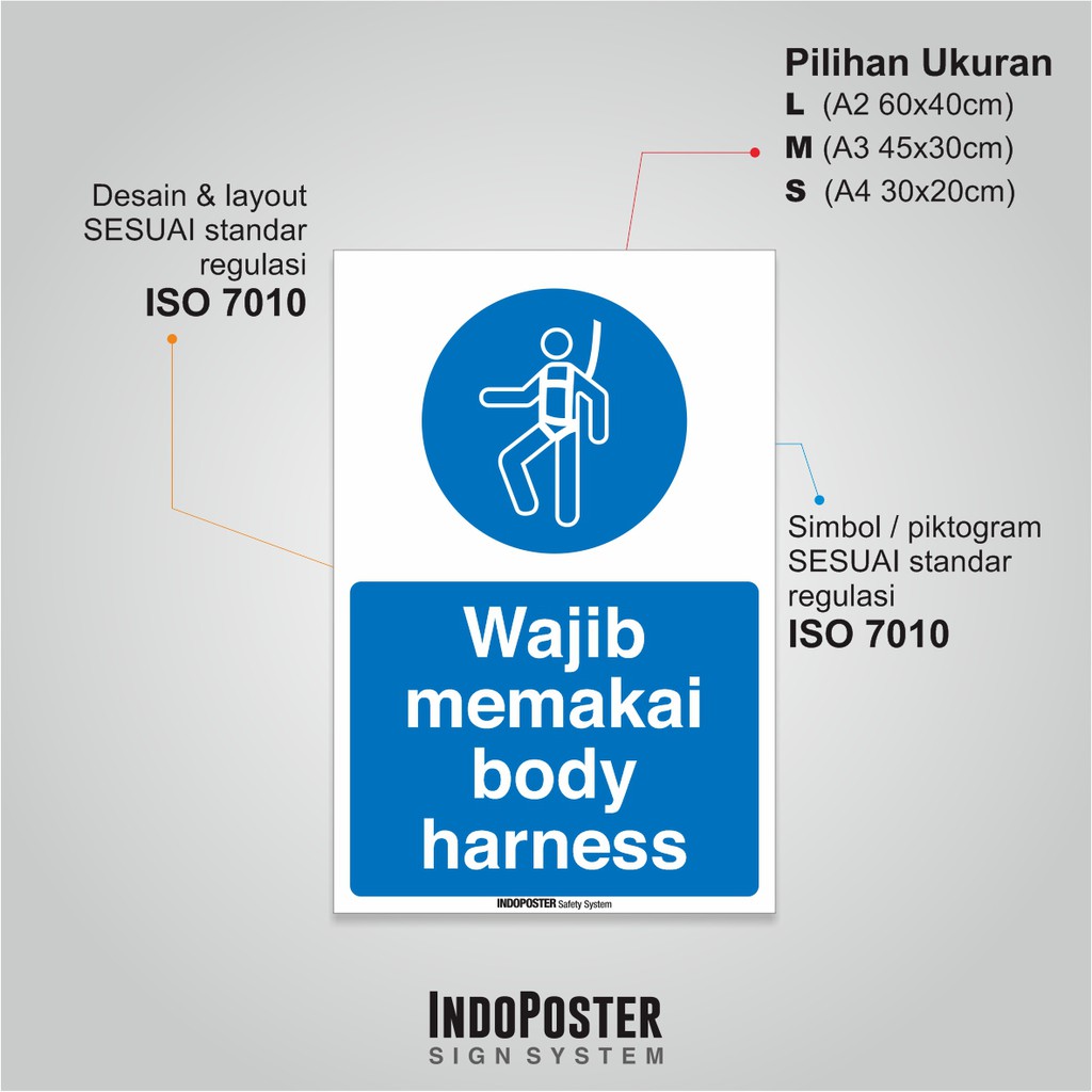 Jual Stiker Safety Sign Rambu K3 Wajib Memakai Full Body Harness ...