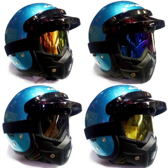 Jual HELM CARGLOSS ICE BLUE + HOGGLE MASK | Shopee Indonesia