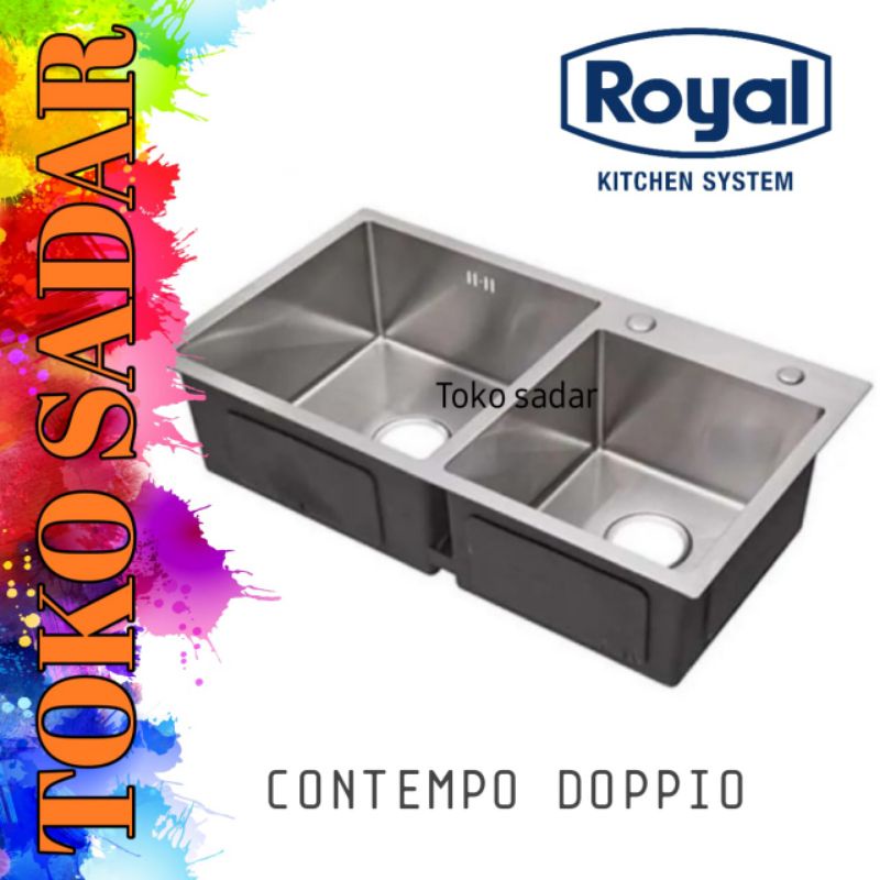 Jual royal contempo doppio 2 lubang dalam stainless tebal kitchen sink ...