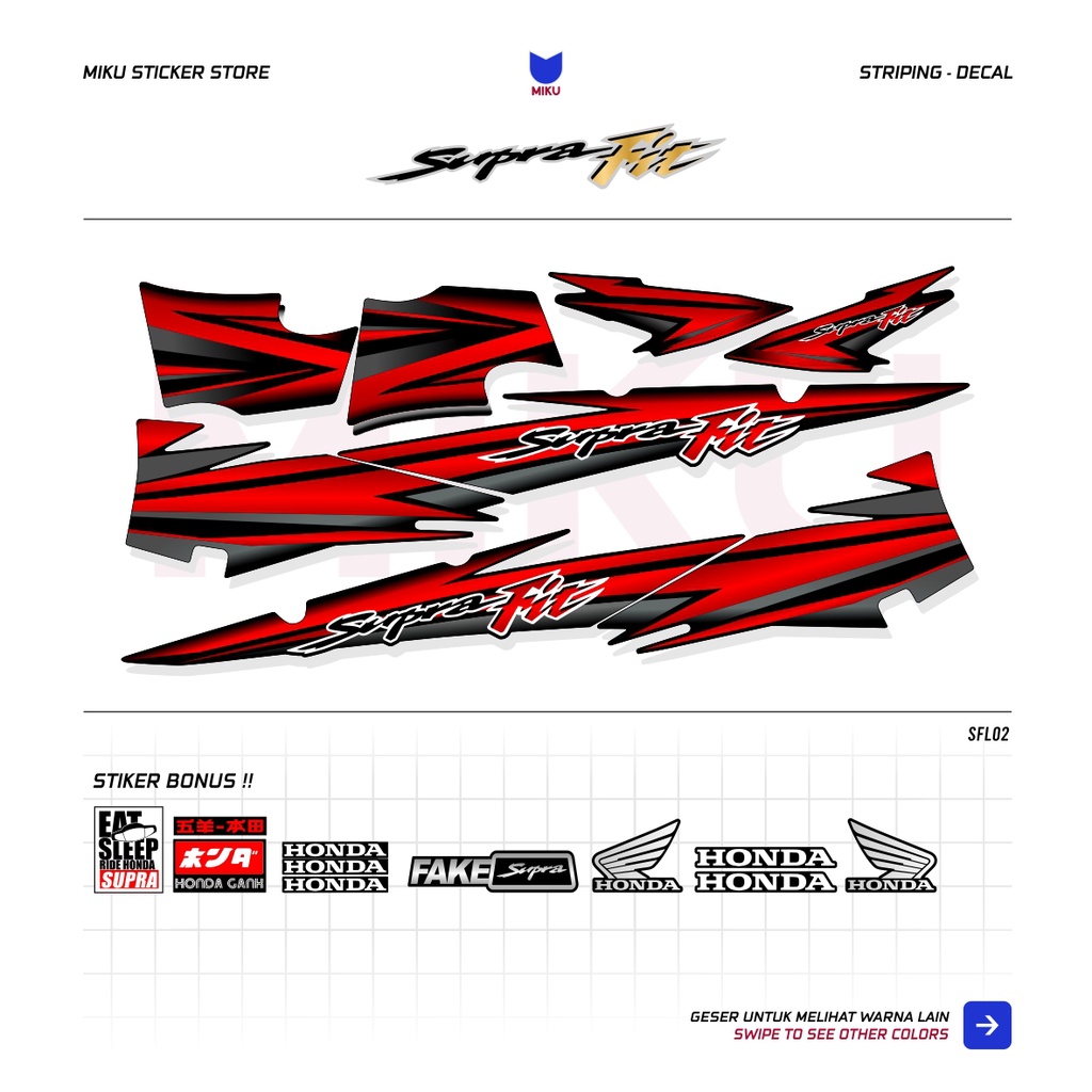 Jual SFL02b STRIPING SUPRA FIT LAMA GRAFIS 2 SUPRA LAMA OLD WAVE 100 ...