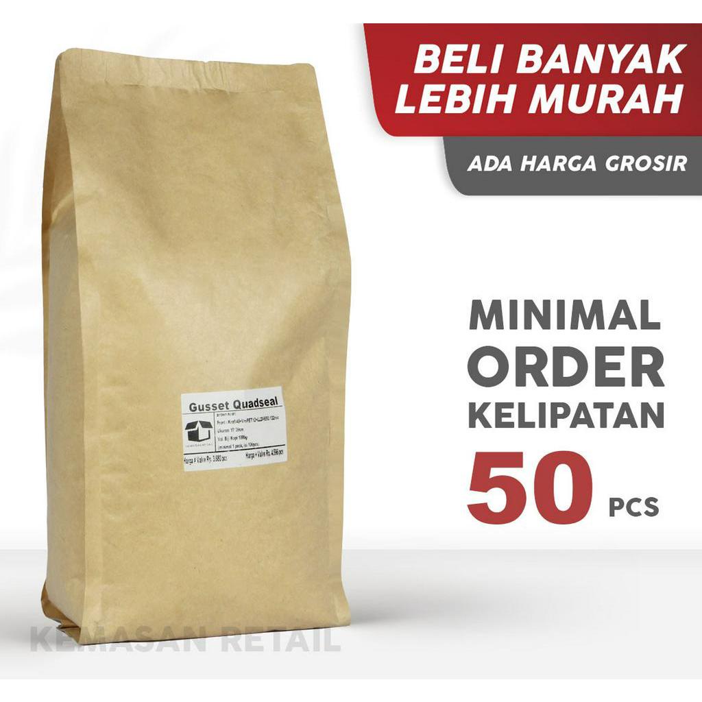 Jual Gusset Quadseal Kraft Paper Doff 15x39 cm (2000g) Non Ziplock ...