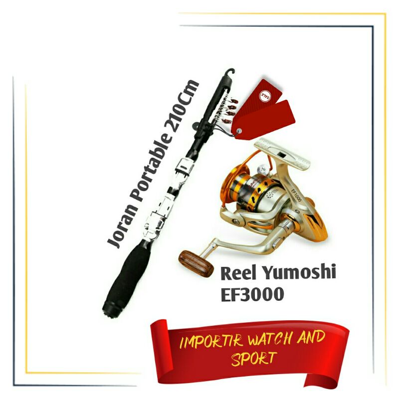 Jual Joran Pancing Portable Telescopic 2.1M Set Reel EF3000 Joran Dan ...