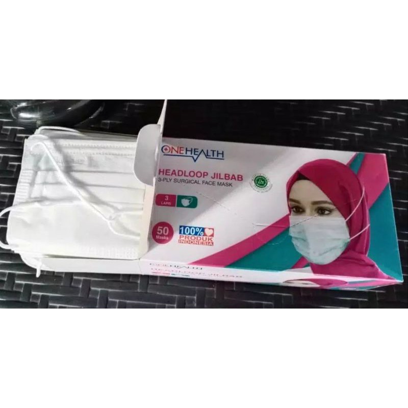 Jual Masker One health medis hijab jilbab headloop / mirip masker sensi ...