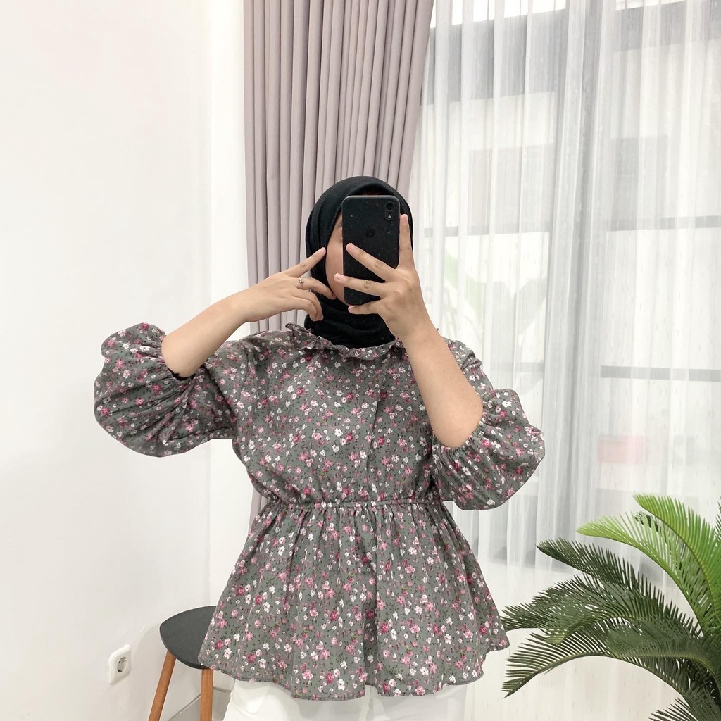Jual BLOUSE KOREA BUNGA BUNGA KECIL || FLORAL KOREAN BLOUSE CERUTY DEALOVA NAVA LILY SESA ...