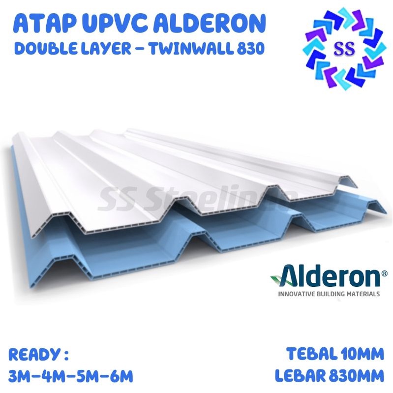 Jual ATAP UPVC GELOMBANG SPANDEX-SPANDEK MERK ALDERON 2 LAPIS-LAYER TEBAL 10MM (3M-4M-5M-6M ...