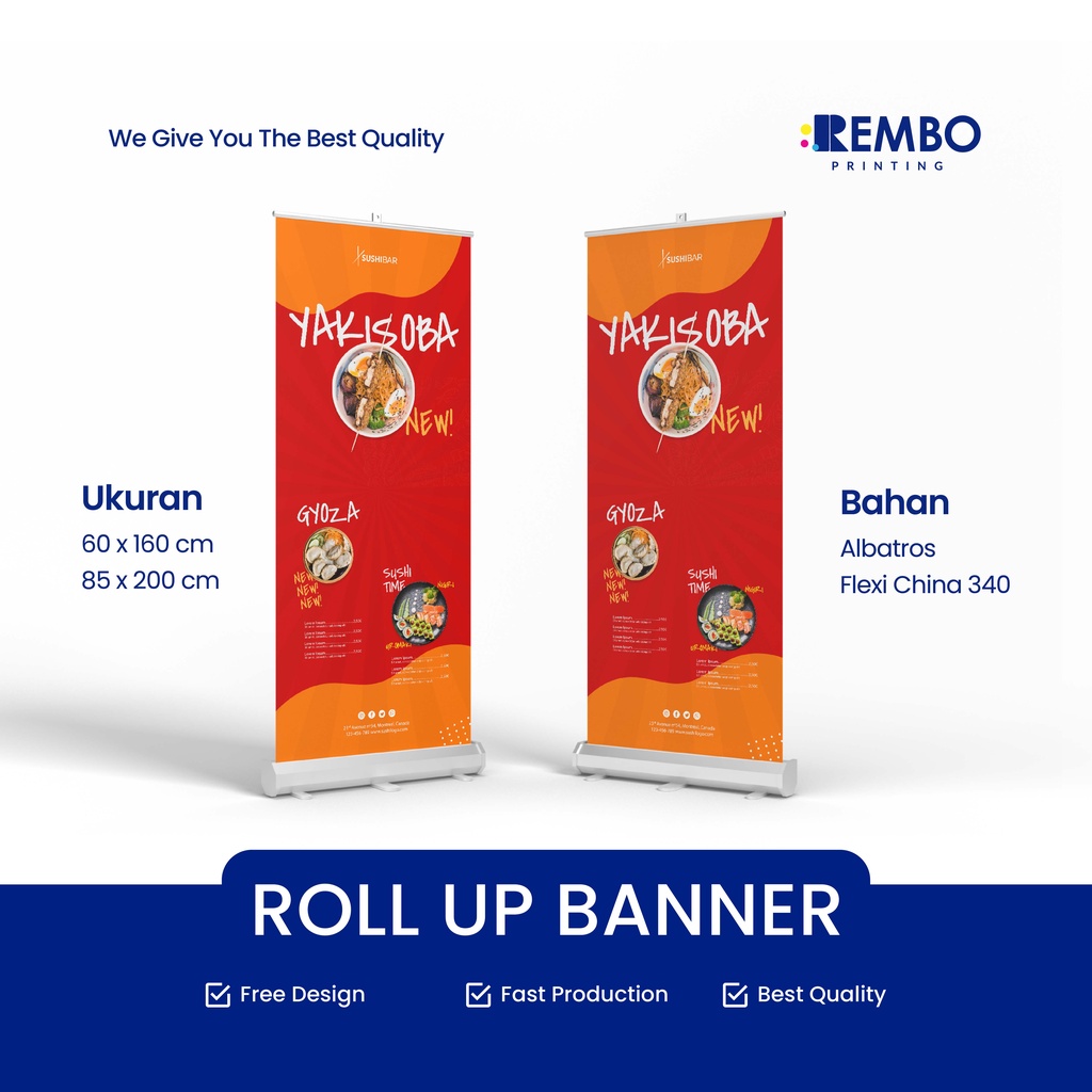 Jual CETAK ROLL-BANNER / STAND BANNER / UKURAN 60 x 160 CM / UKURAN 85x200 CM | Shopee Indonesia