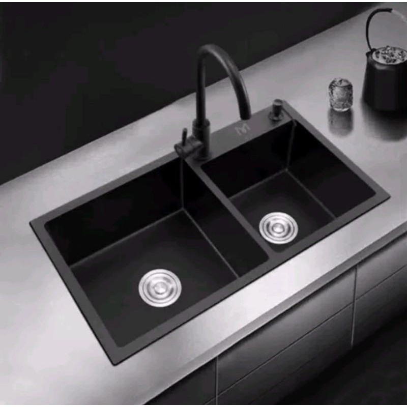 Jual Kitchen sink sink hitam stainless sus 304 8245 / Kitchen sink ...