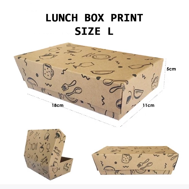 Jual KEMASAN MAKANAN PAPER LUNCH BOX KERTAS MOTIF LAMINASI SIZE L ...