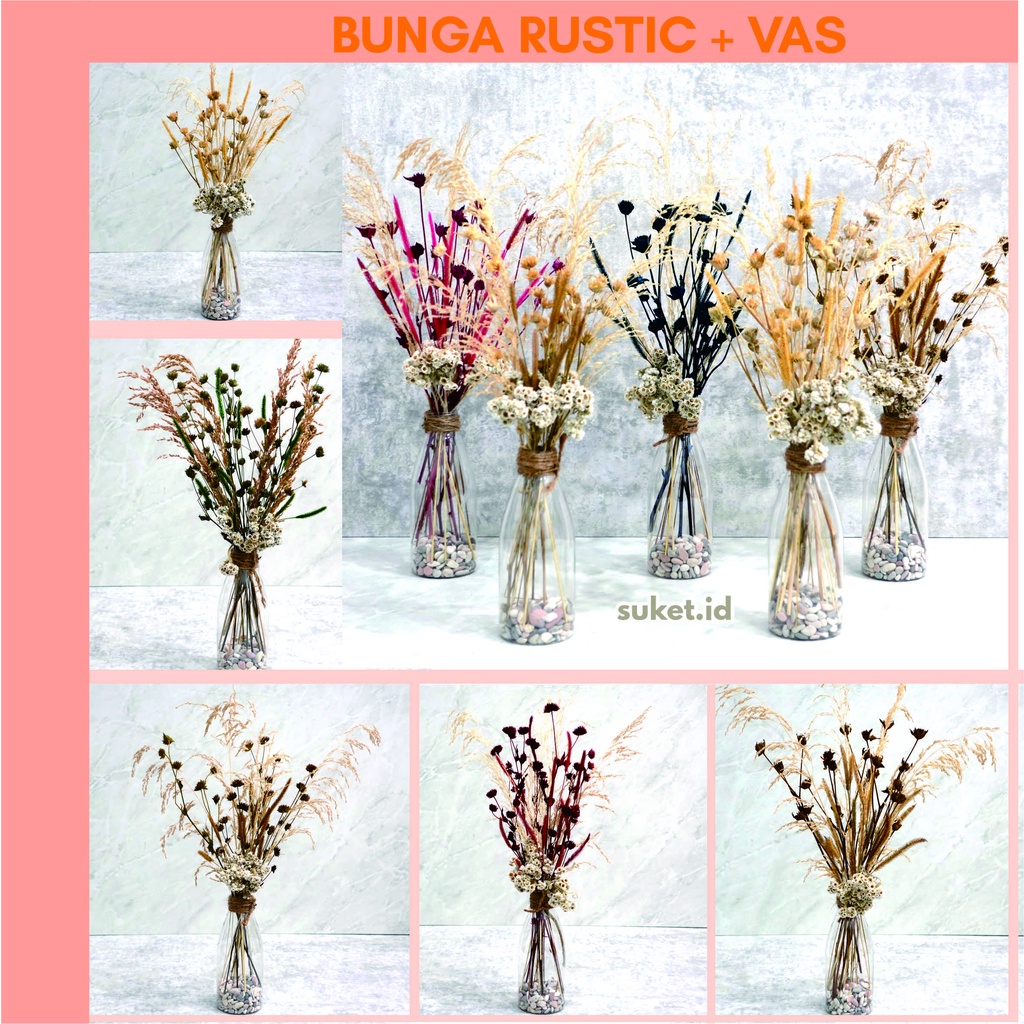 Jual PAKET LENGKAP BUNGA RUSTIK + VAS TRANSPARAN ANTI PECAH | Shopee ...