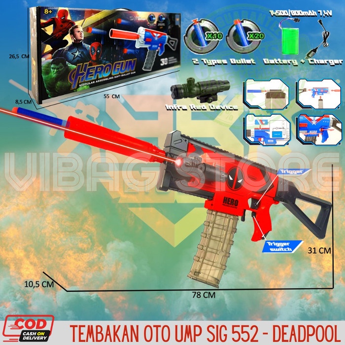 Jual Tembakan Nerf Otomatis SuperHero UMP SIG552 Peluru Busa Soft ...