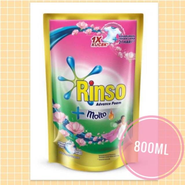 Jual RINSO LIQUID DETERGEN ADVANCE FOAM MOLTO 800 ml | Shopee Indonesia