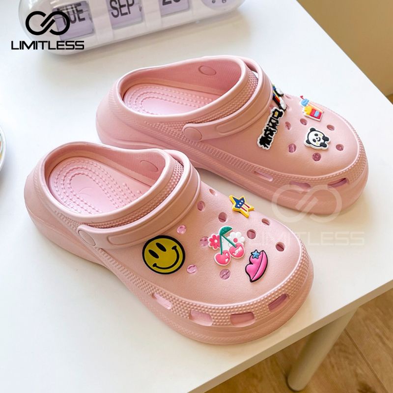 Jual Sandal Wanita Selop Wedges Fuji Karakter Jibbitz Keren | Shopee ...