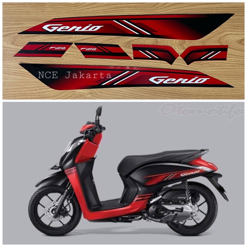 Jual STIKER STRIPING GENIO 2019 HITAM MERAH | Shopee Indonesia