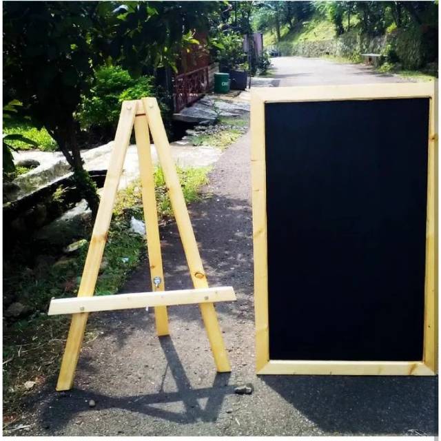 Jual Standing papan tulis size 80cm tripot papan tulis kayu tripod kayu ...