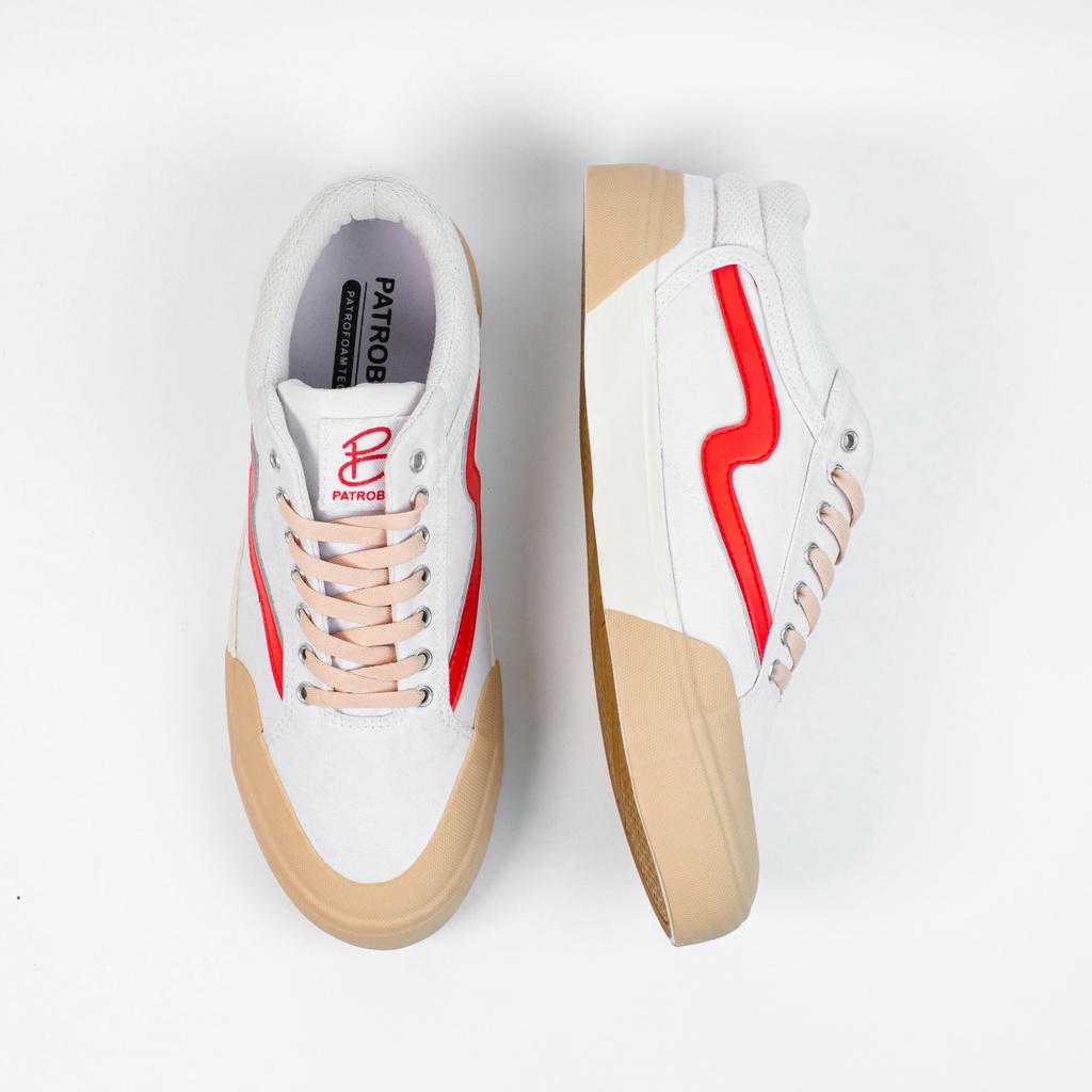 Jual SEPATU PATROBAS CLOUD LOW WHITE RED ( SIZE 35 - 45 ) - Sneakers ...