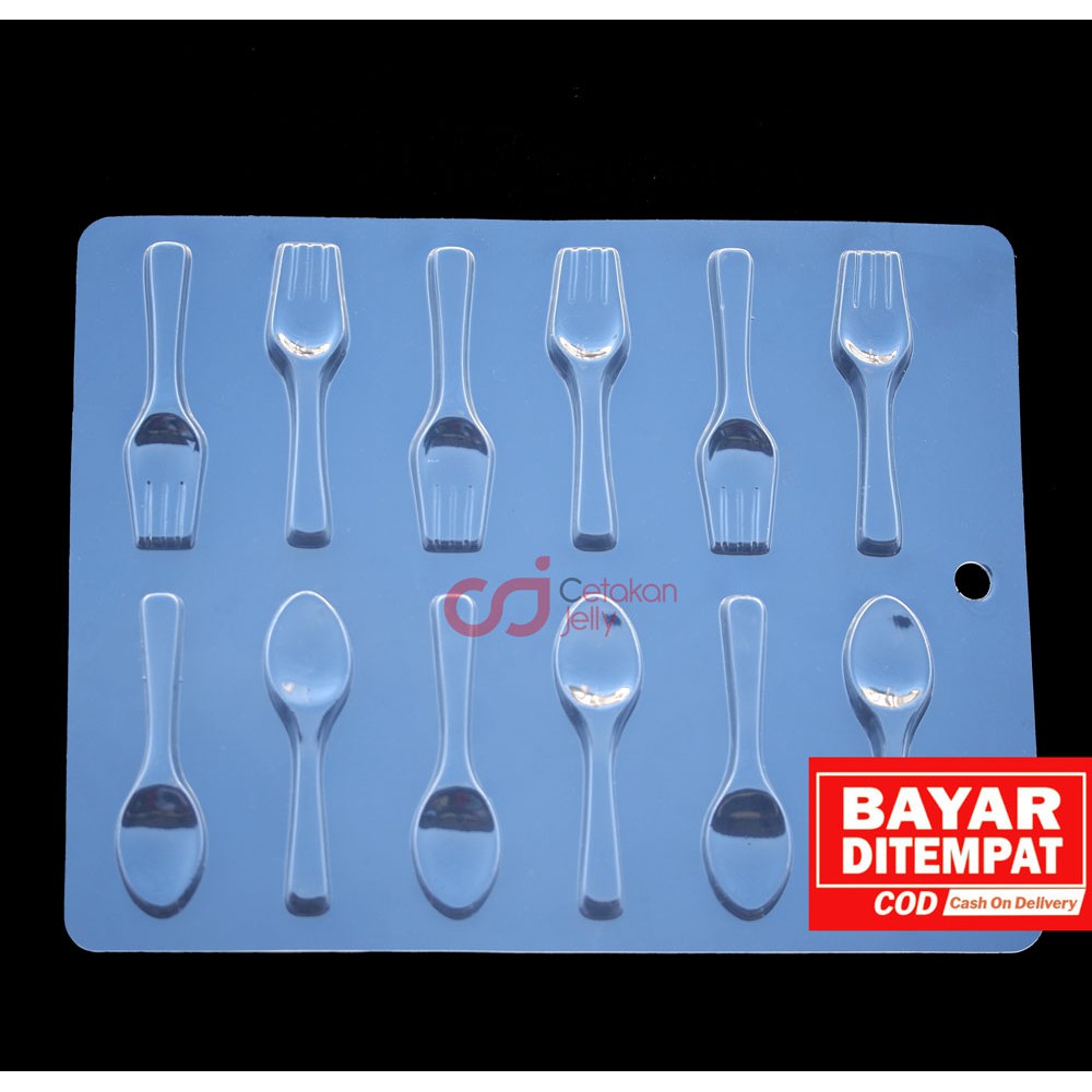 Jual CJ Cetakan Coklat Cokelat Craft Plastik Sendok Garpu 12 cavity ...