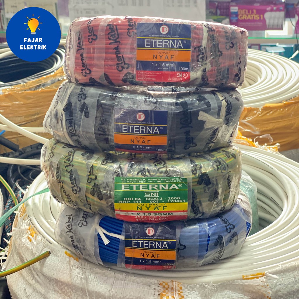 Jual KABEL ETERNA NYAF 1X1,5/ KABEL NYAF ETERNA 1X1,5 SERABUT | Shopee Indonesia