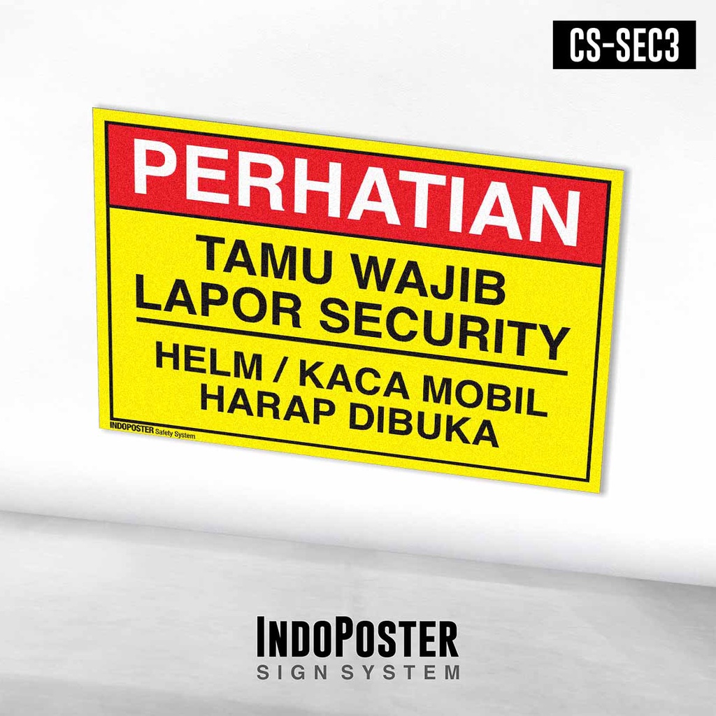 Jual Stiker Safety Sign Rambu K3 Keamanan Tamu Wajib Lapor Helm / Kaca ...