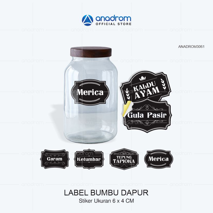 Jual Sticker Label Bumbu Dapur tema Black paket 36 pcs | Anadrom 3061 ...