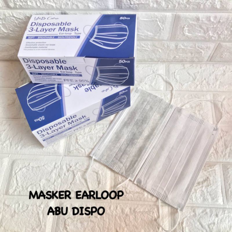 Jual MASKER EARLOOP 3 PLY DISPO WARNA ABU 1 BOX ISI 50 PCS | Shopee ...