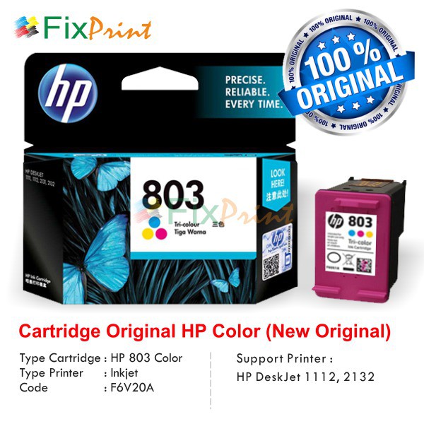 Jual Cartridge Original HP 803 Color F6V20AA Tinta Printer HP DeskJet ...
