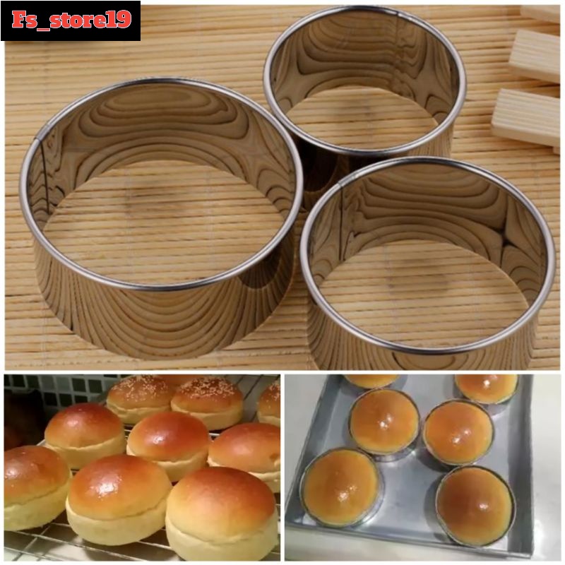 Jual Cetakan Kue Roti Bulat / Ring Roti / Roti Burger Bun Stainles ...