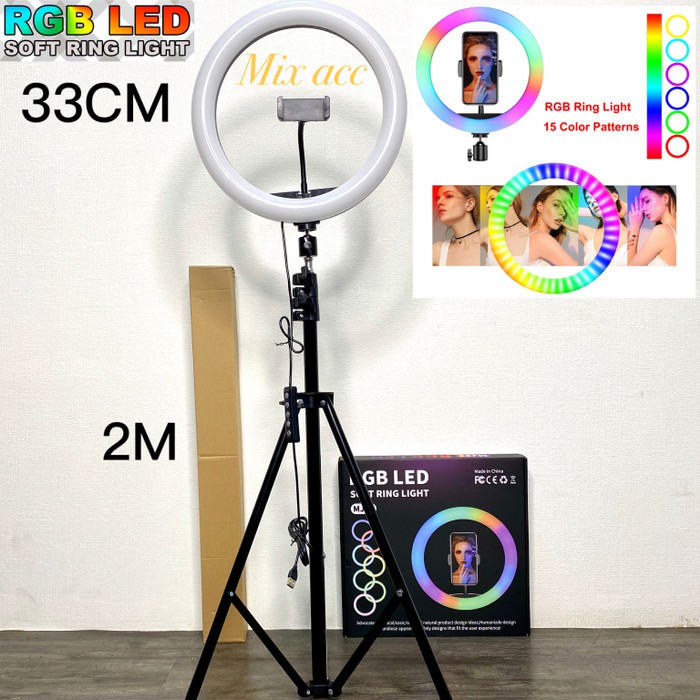 Jual Ring Light RGB Rainbow MIXIO 33CM + TRIPOD MINI BESI TRIPOD STAND ...