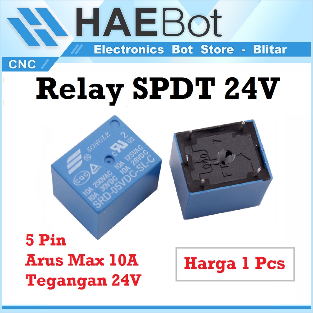 Jual [HAEBOT] Relay 24V DC SPDT 10A 250VAC Songle Saklar ...