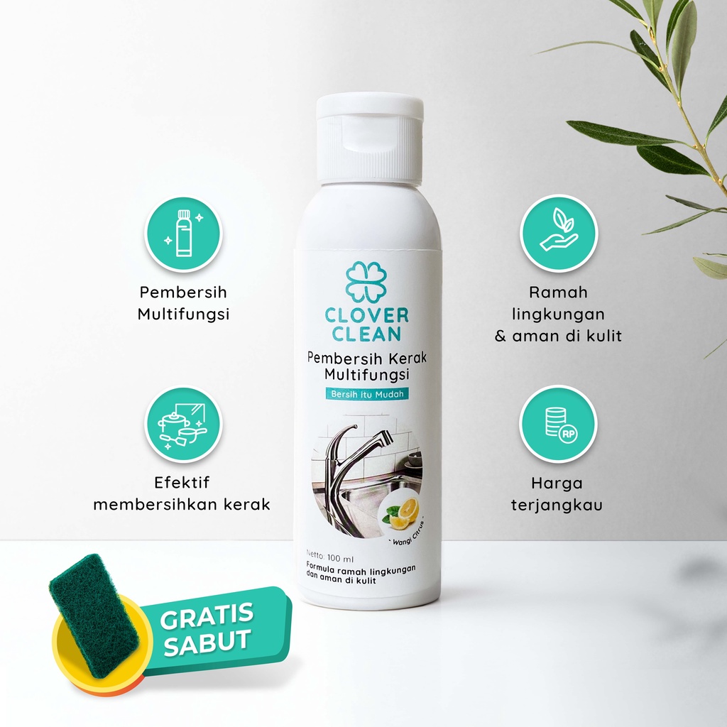 Jual Pembersih Kerak Stainless Panci Kaca Keramik Serbaguna / Multifungsi Clover Clean, Wangi ...