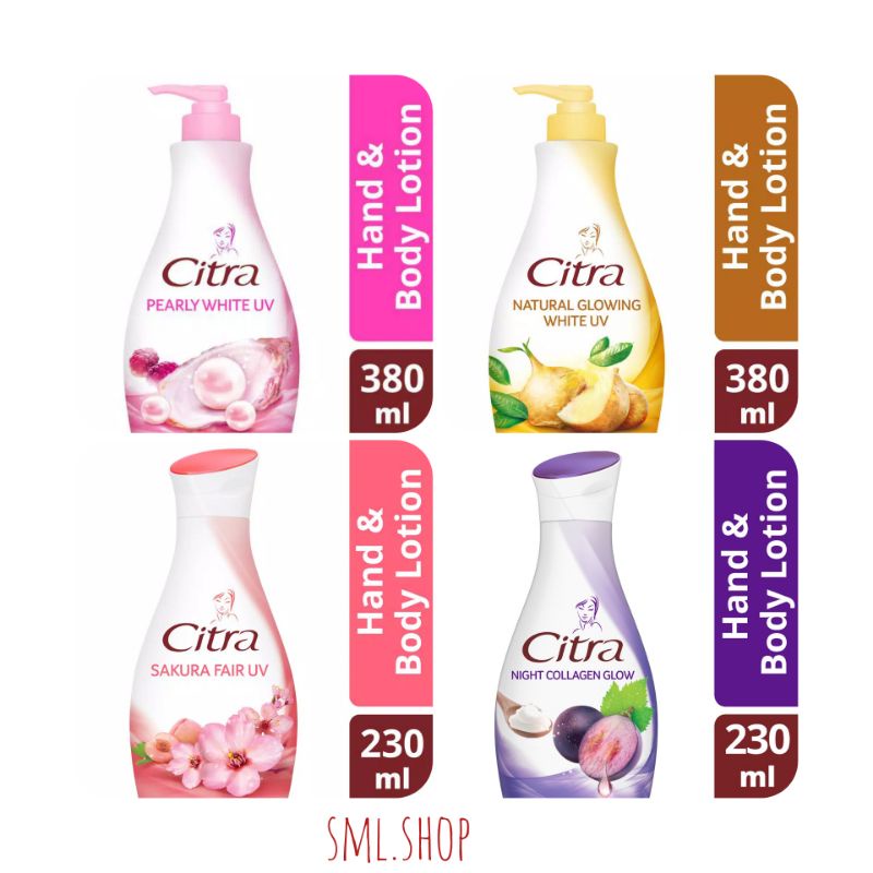 Jual CITRA Hand Body Lotion Natural Glowing / Pearly White 380 ml | Shopee Indonesia