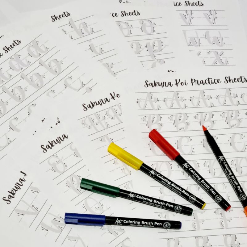 Jual Paket Belajar Calligraphy Sakura Koi Brushpen + Kertas Latihan Lettering // Dimino | Shopee ...