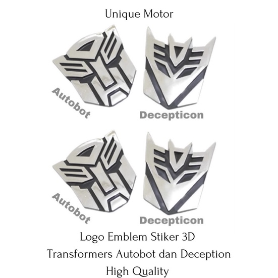 Jual Logo Emblem Sticker 3D Transformers Autobot dan Deception High ...