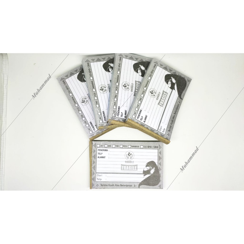Jual Label Pengiriman Fragile dengan Hijab version Warna Hitam Putih ...