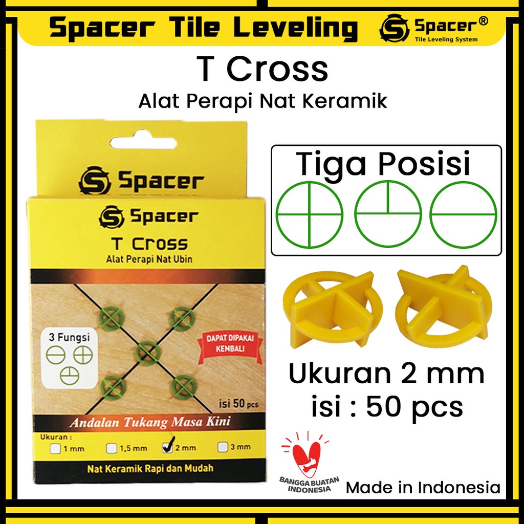 Jual T Cross 2 mm Tile Spacer (Reusable) Perapi Nat Keramik Ubin Dapat ...